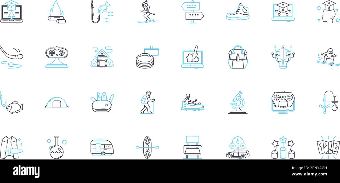 Distant learning linear icons set. Online, Distance, Virtual, Remote, E ...