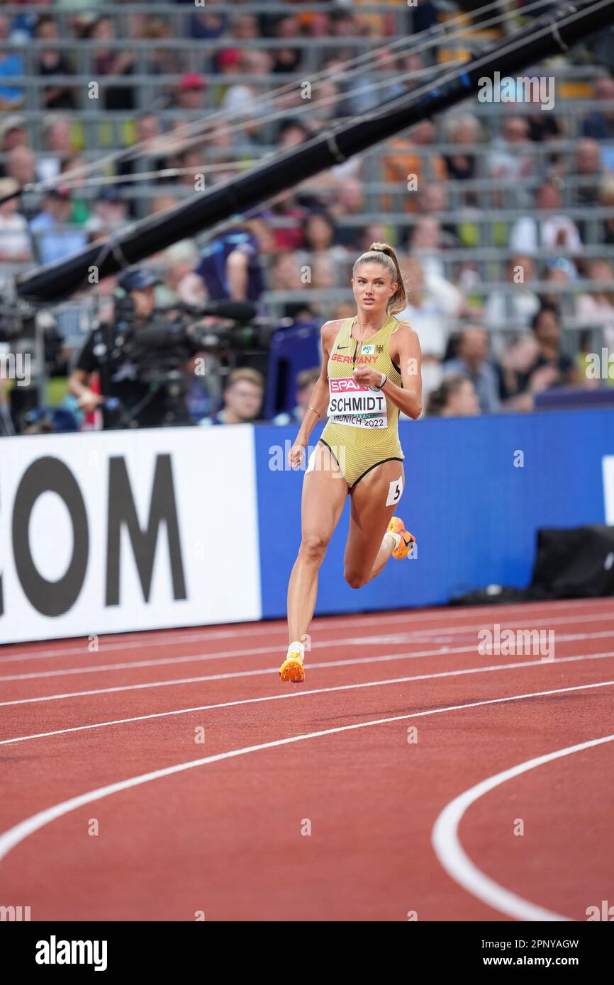 Alica Schmidt participating in the 400 meters of the European Athletics ...