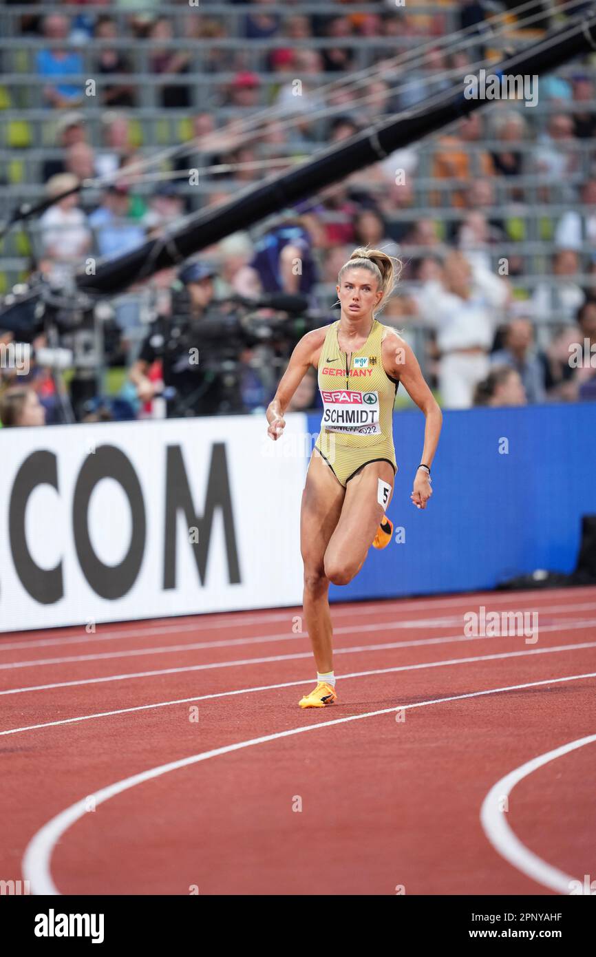 Alica Schmidt participating in the 400 meters of the European Athletics ...