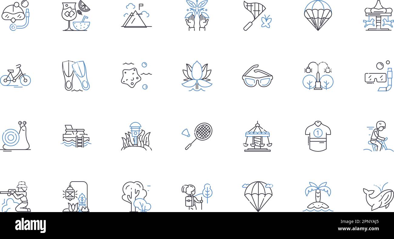 Outdoor adventure line icons collection. Hiking, Camping, Climbing ...