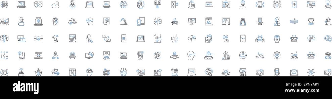 Mechanization line icons collection. Automation, Machinery ...