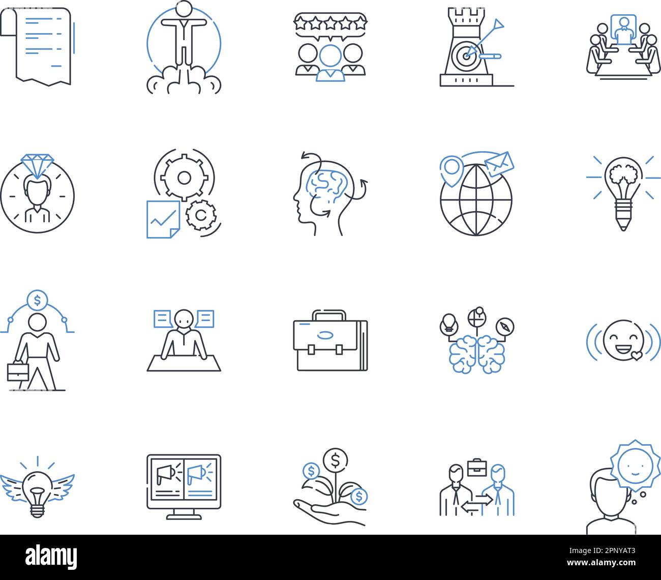 Group advancement line icons collection. Collaboration, Synergy, Growth ...