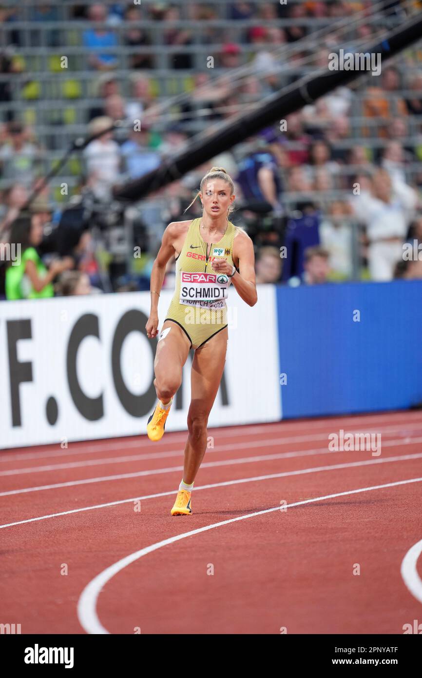 Alica Schmidt participating in the 400 meters of the European Athletics ...