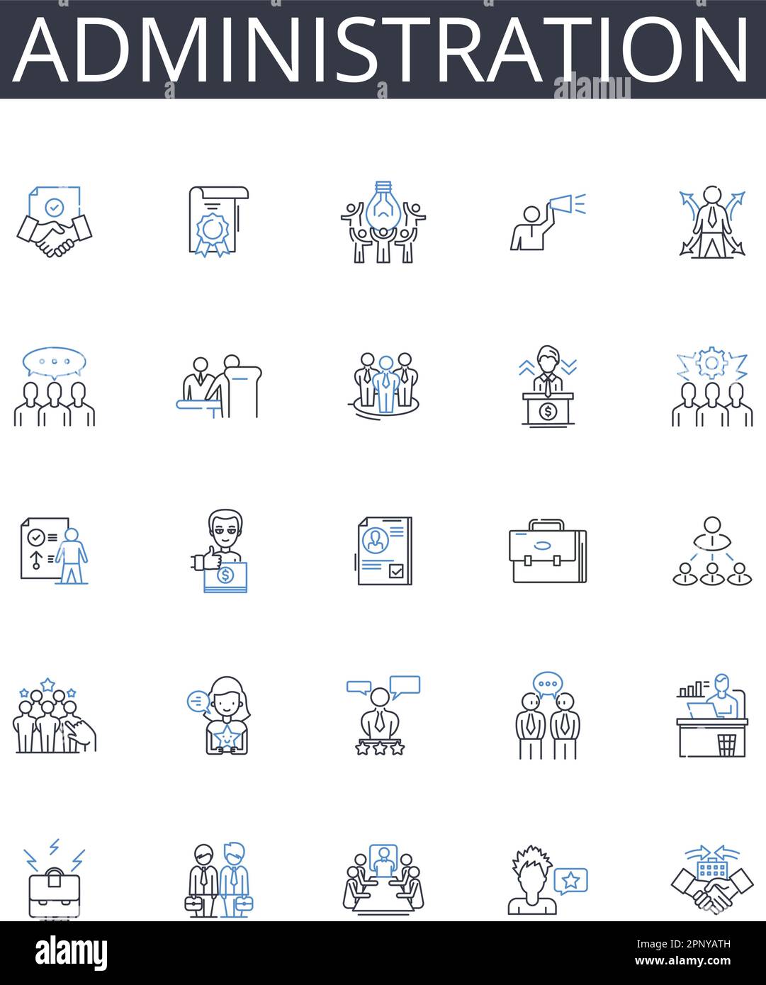 Administration line icons collection. Management, Governance, Control ...