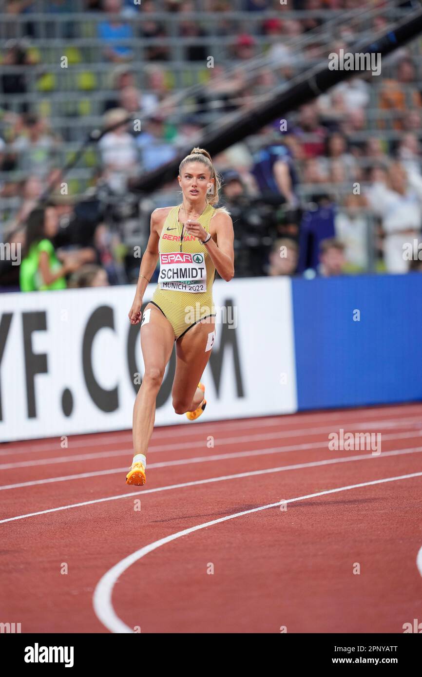 Alica Schmidt participating in the 400 meters of the European Athletics ...