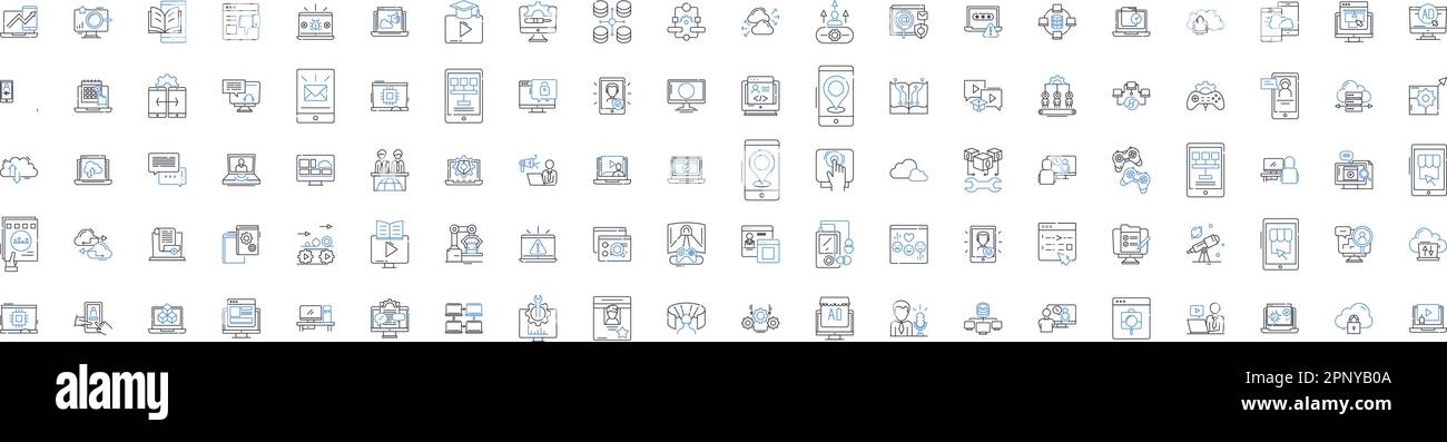 Pc Line Icons Collection Gaming Processor Keyboard Mouse Graphics