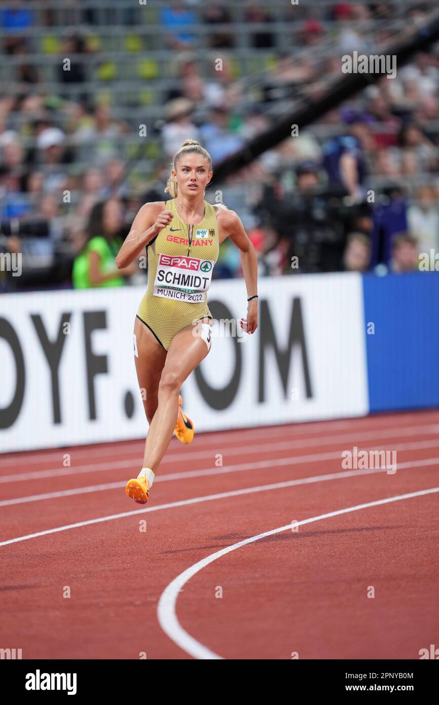 Alica Schmidt participating in the 400 meters of the European Athletics ...