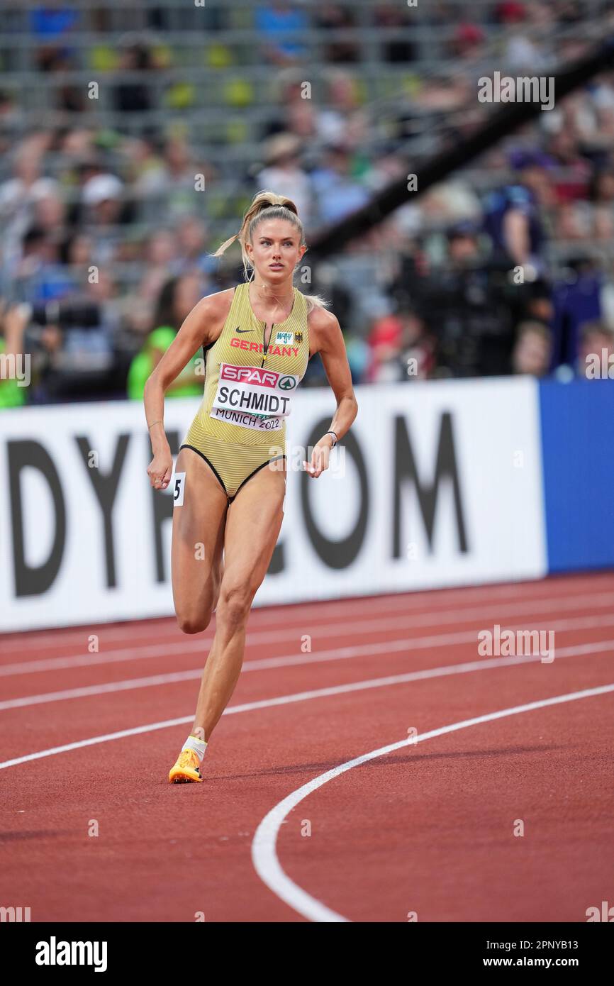 Alica Schmidt participating in the 400 meters of the European Athletics ...