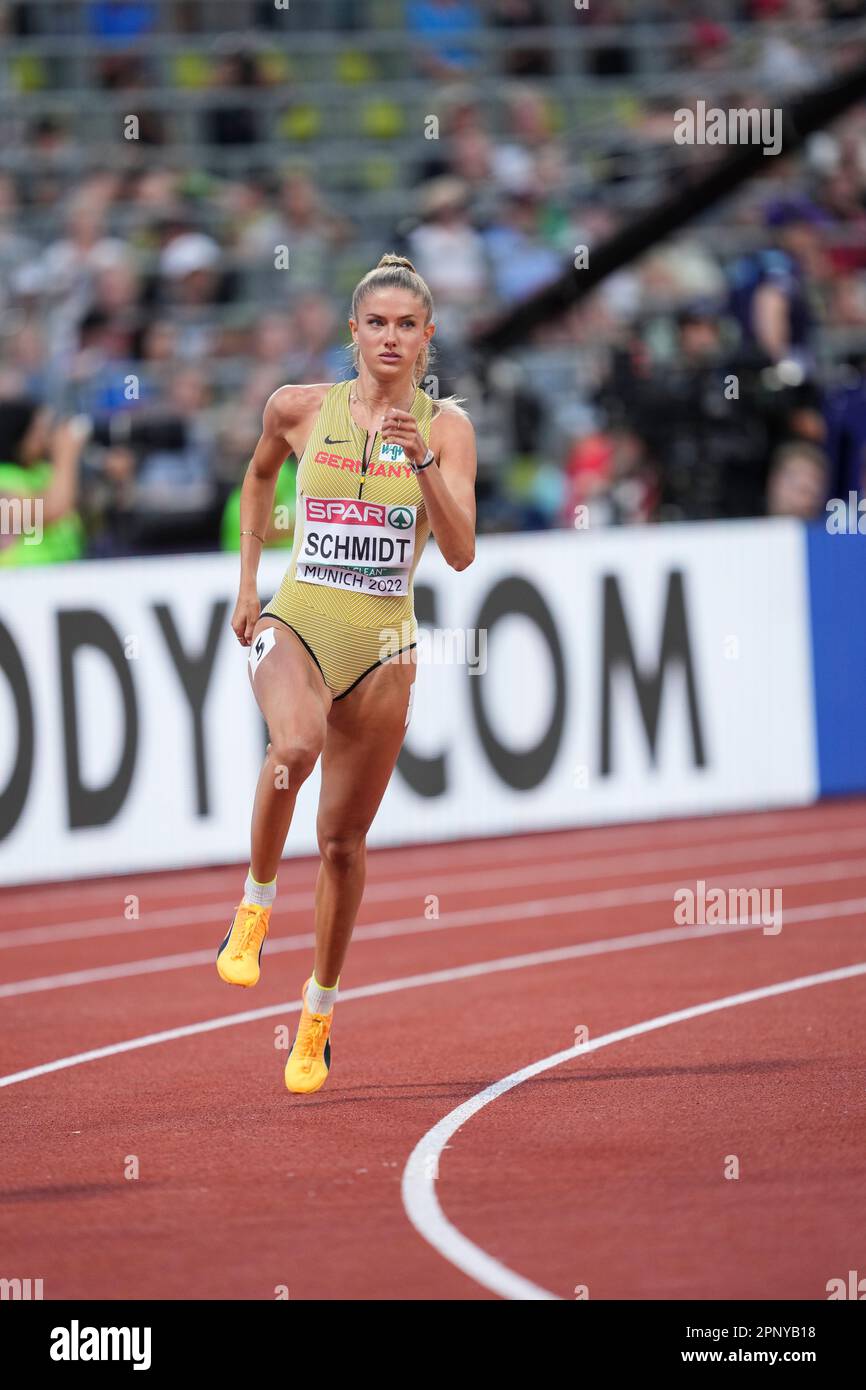 Alica Schmidt participating in the 400 meters of the European Athletics ...