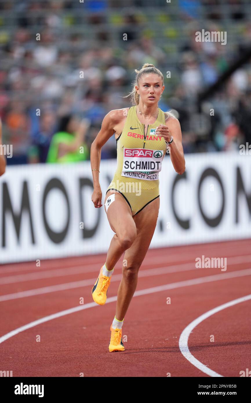 Alica Schmidt participating in the 400 meters of the European Athletics ...