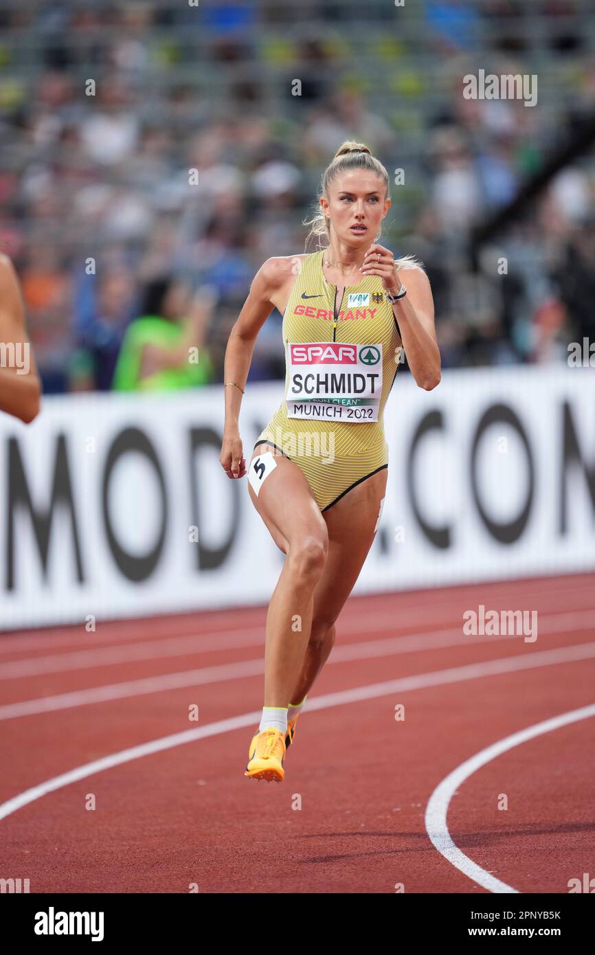 Alica Schmidt participating in the 400 meters of the European Athletics ...