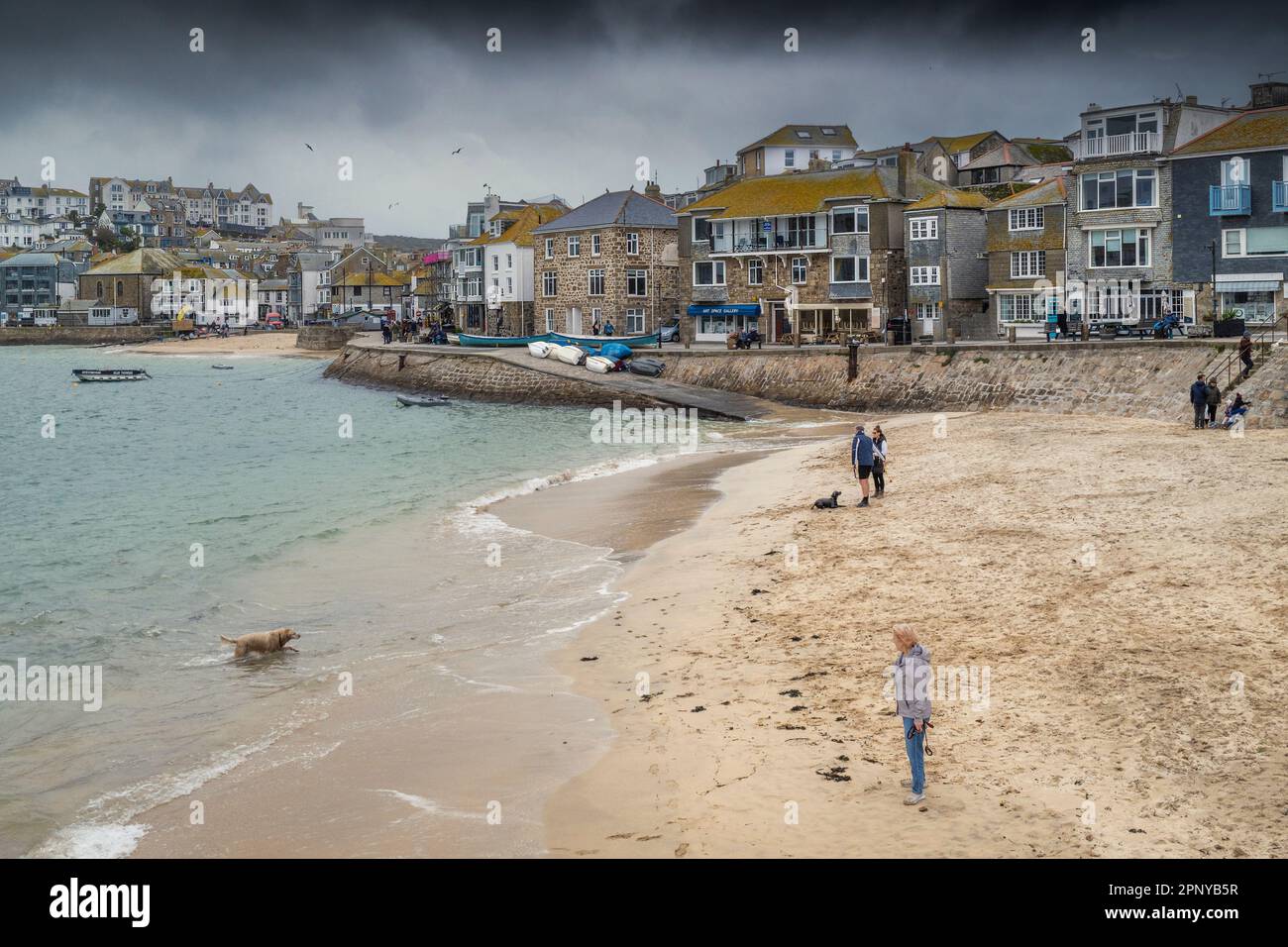 UK weather. A rainy chilly miserable day in the historic seaside town ...