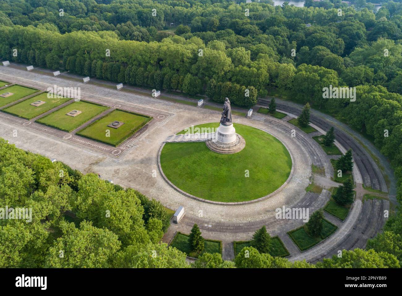 Aerial view of The russian memorial in Treptower Park, Berlin ,Germany ...