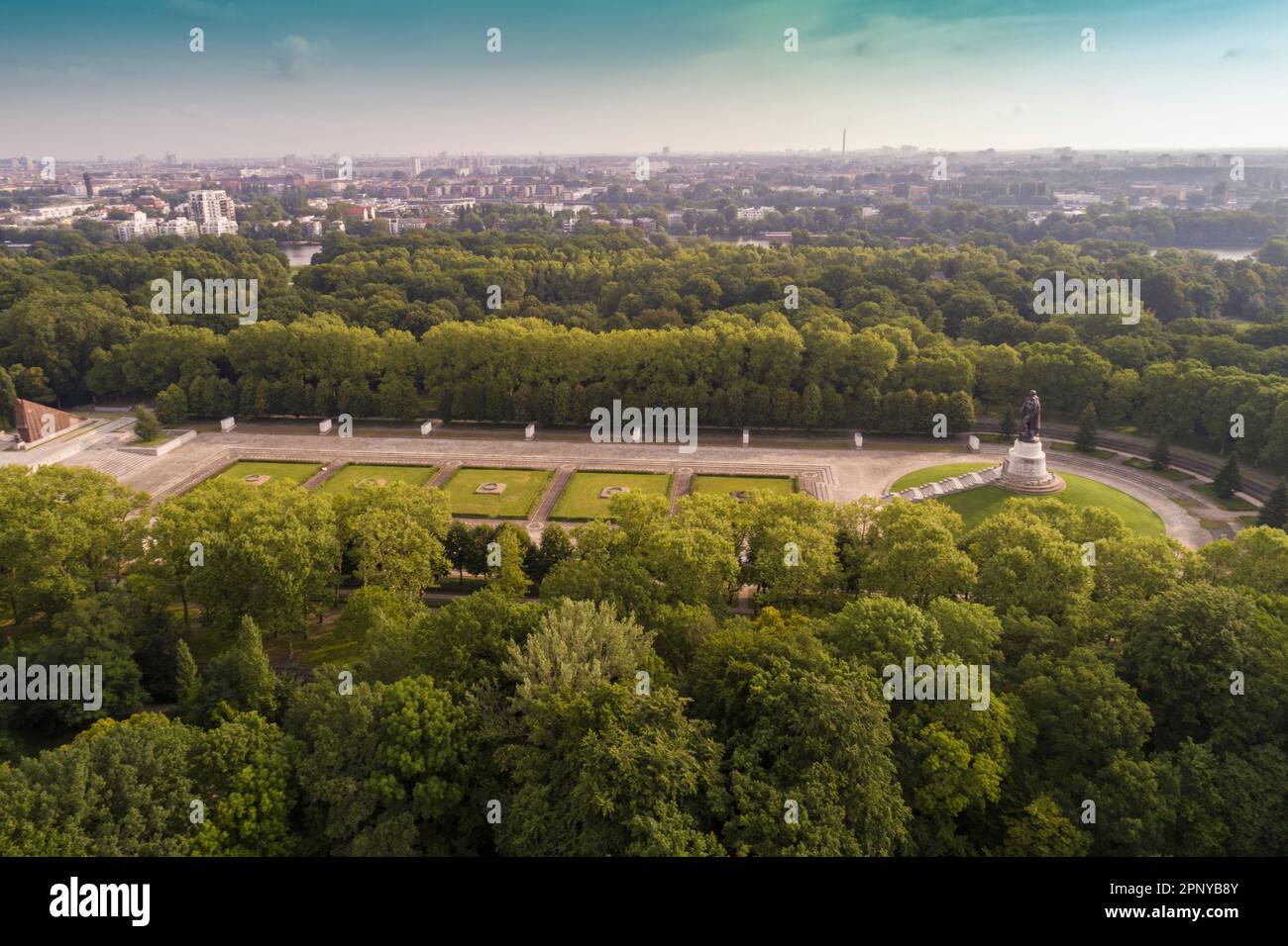 Aerial view of The soviet memorial in Treptower Park, Berlin ,Germany ...