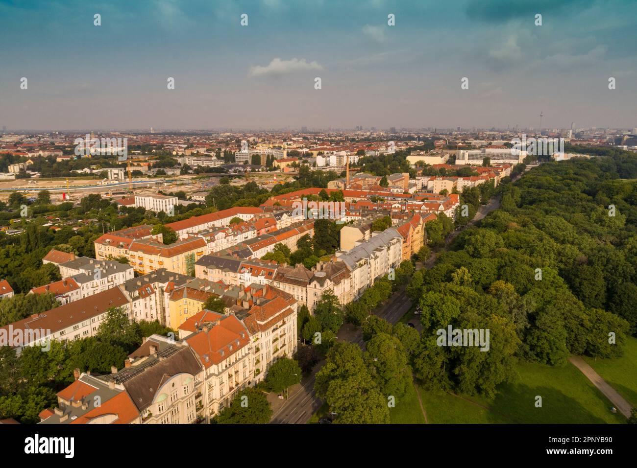 Aerial view of Treptower park and the skyline of Berlin, Germany Stock ...