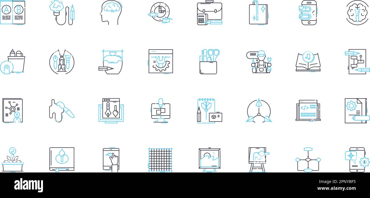 Digital artist linear icons set. Illustration, Animation, Graphics ...