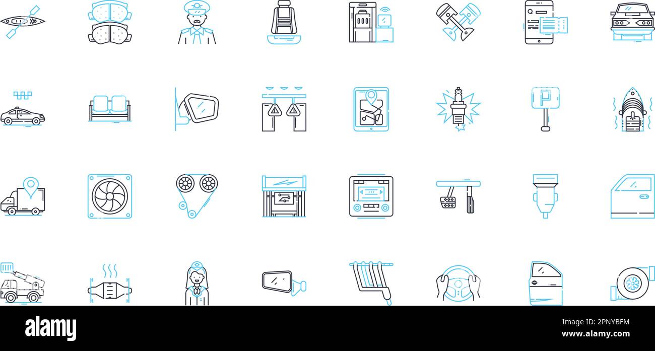 Chauffeur linear icons set. Driver, Car, Luxury, Chauffeured ...