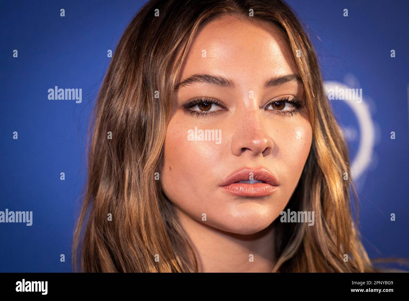 Madelyn Cline poses for photographers upon arrival at the TAG Heuer ...