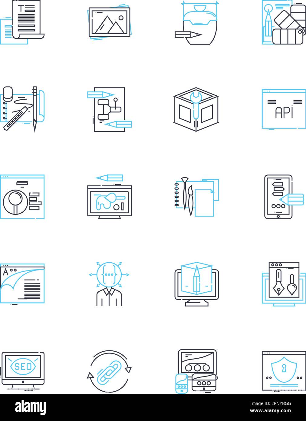 Social security linear icons set. Retirement, Beneficiary, Disability ...