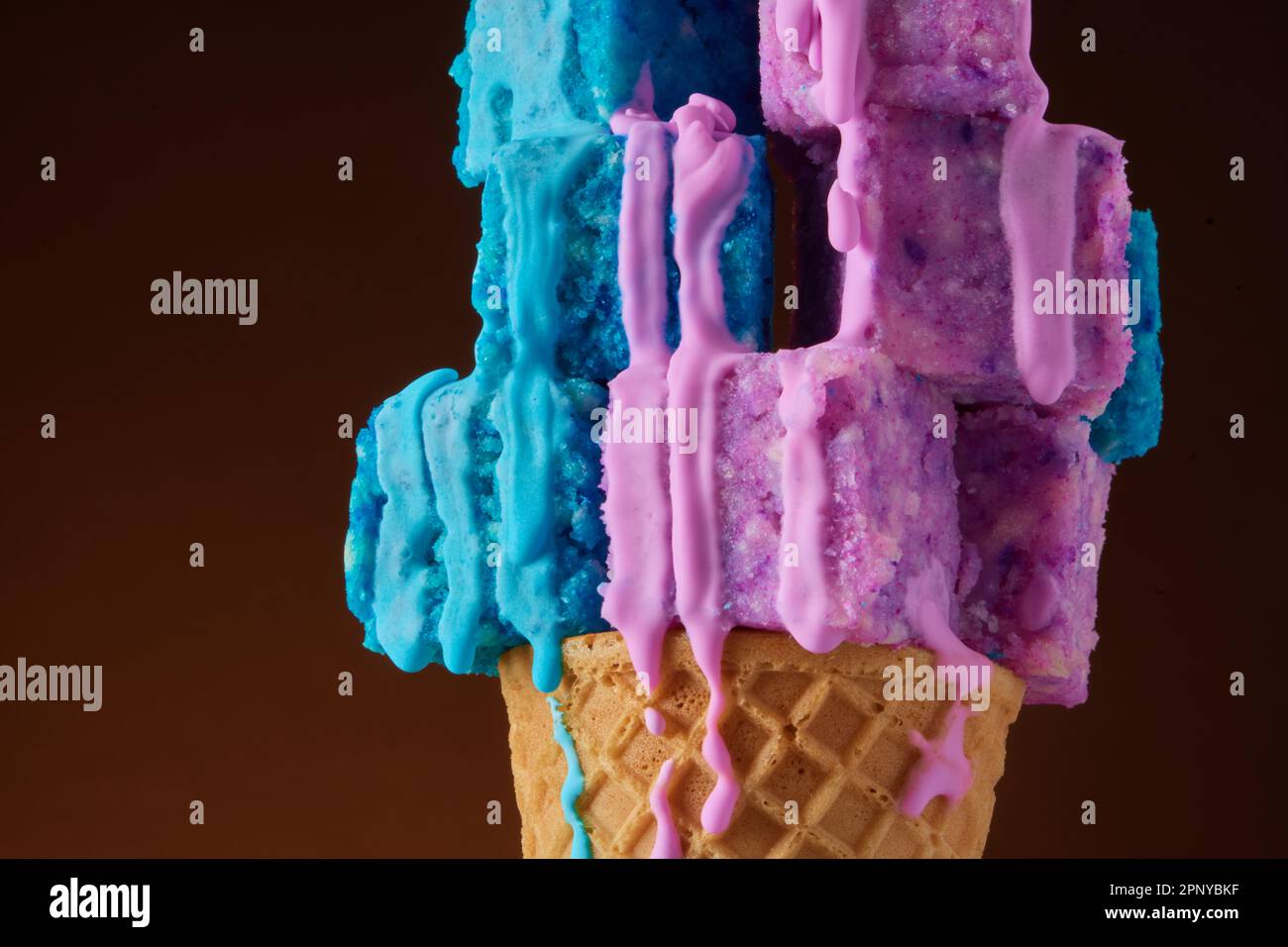 Ice cream cubes stacked on cone Stock Photo - Alamy