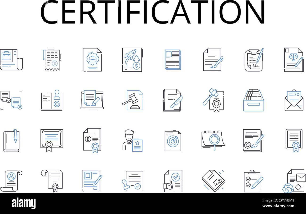 Certification Line Icons Collection Approval Accreditation Authentication Authorization