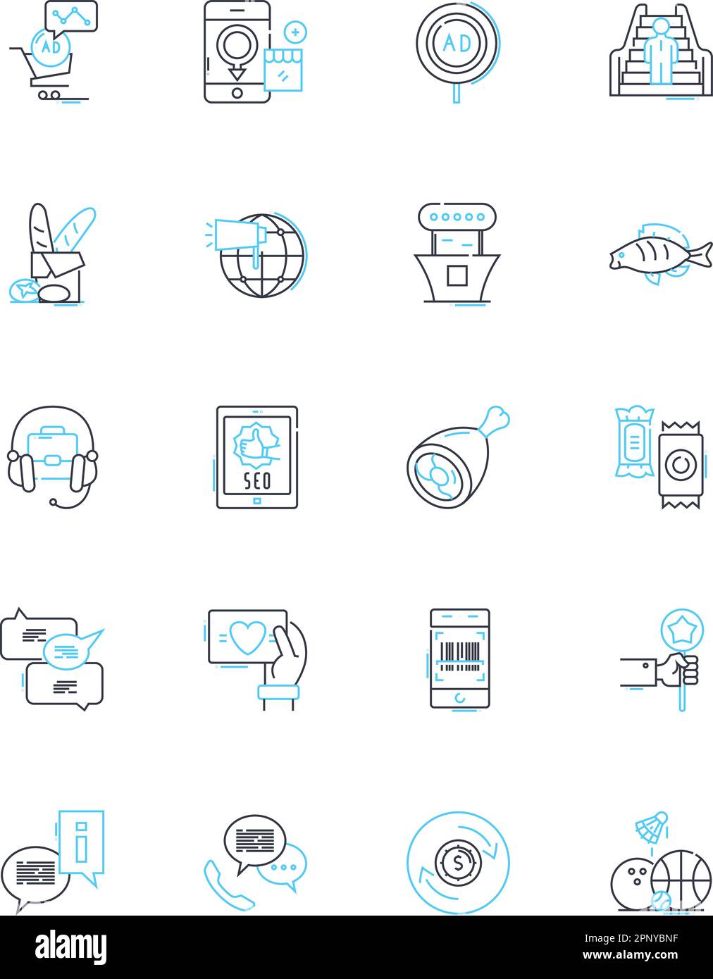 Vend linear icons set. Convenience, Automated, Sales, Refreshments ...