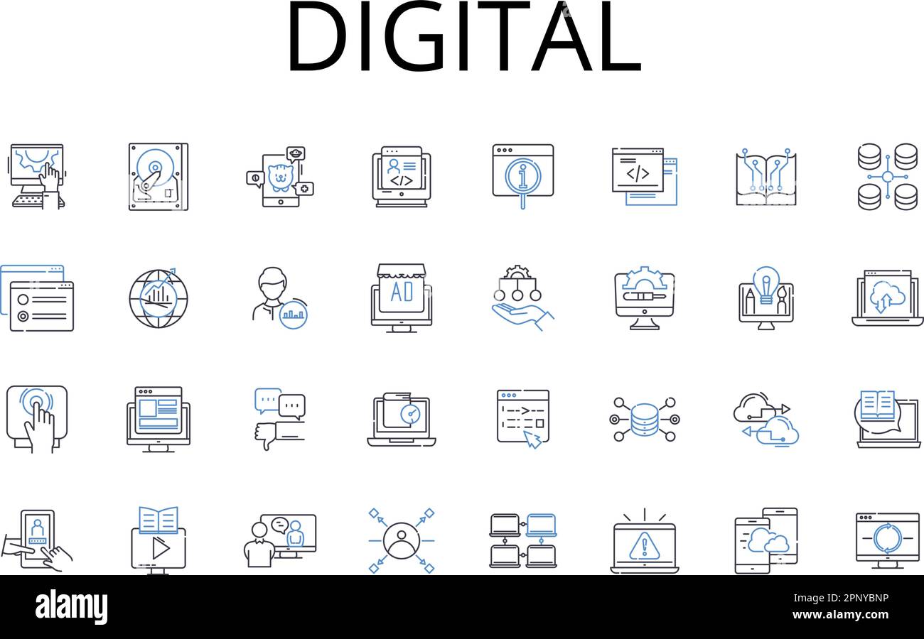 Digital line icons collection. Online, Electronic, Virtual, Cyber ...