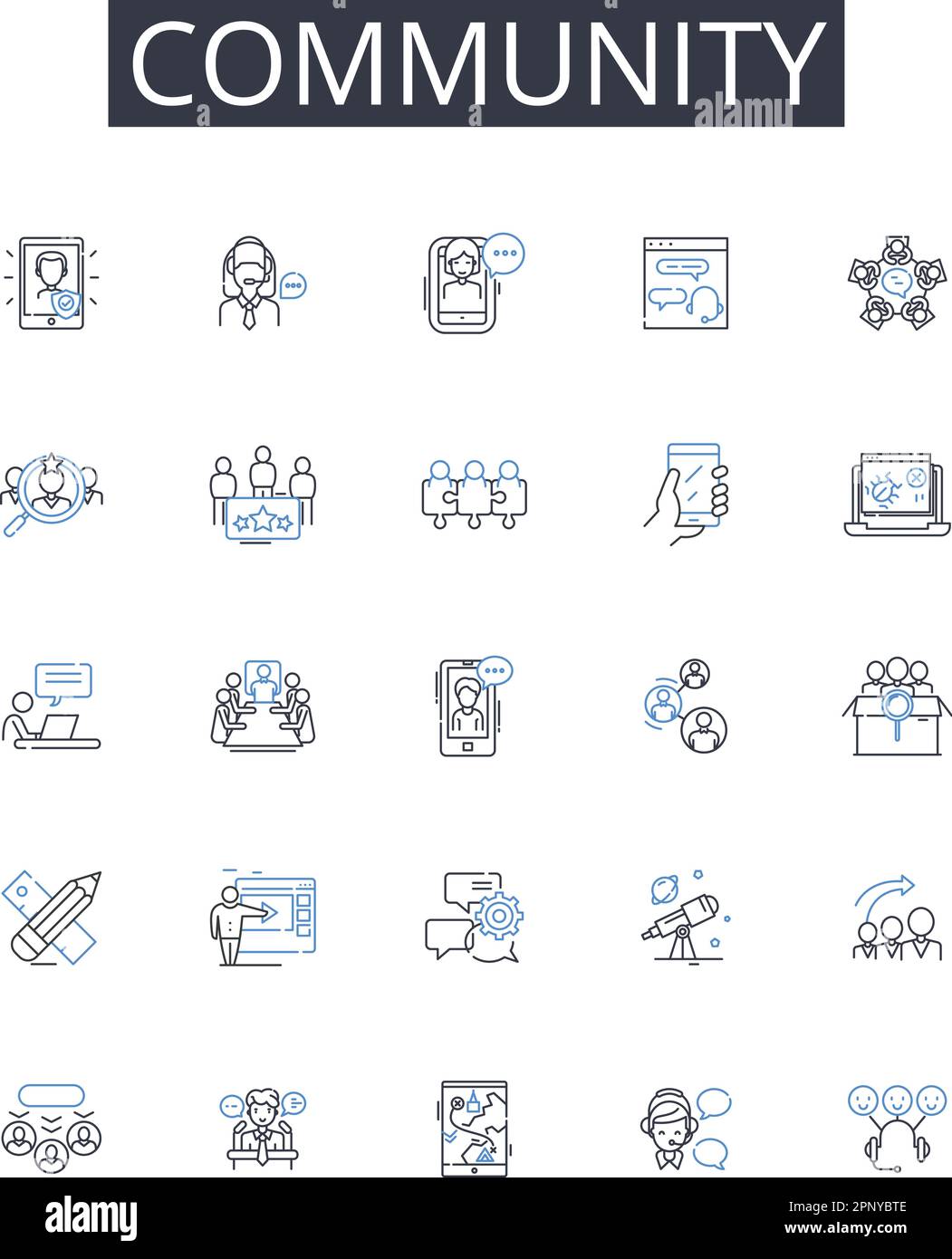 Community line icons collection. Society, Population, Neighborhood ...