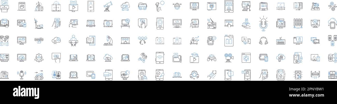Virtual intelligence line icons collection. Artificial, Smart ...