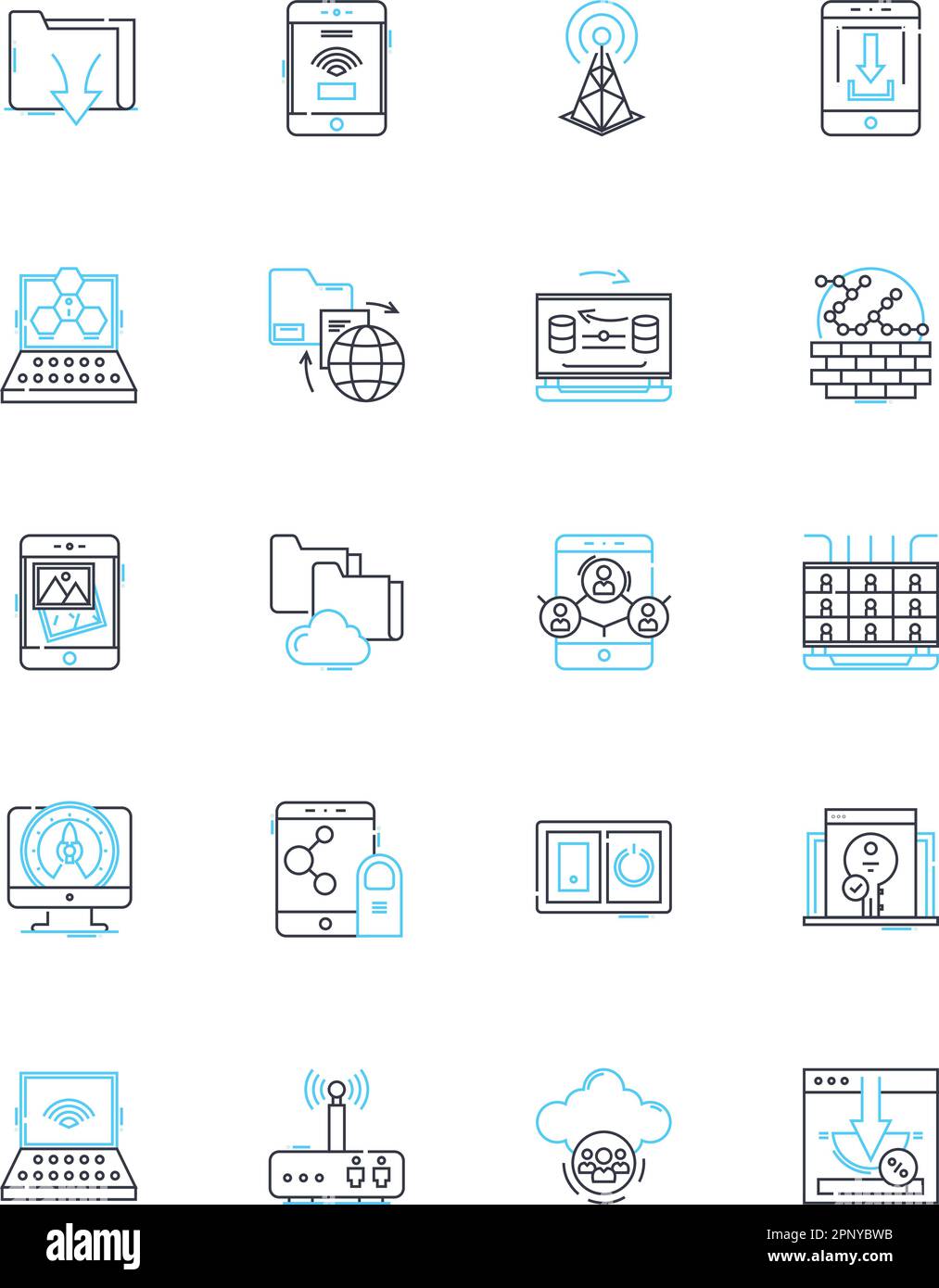 Connection linear icons set. Bond, Link, Unite, Fellowship, Association ...
