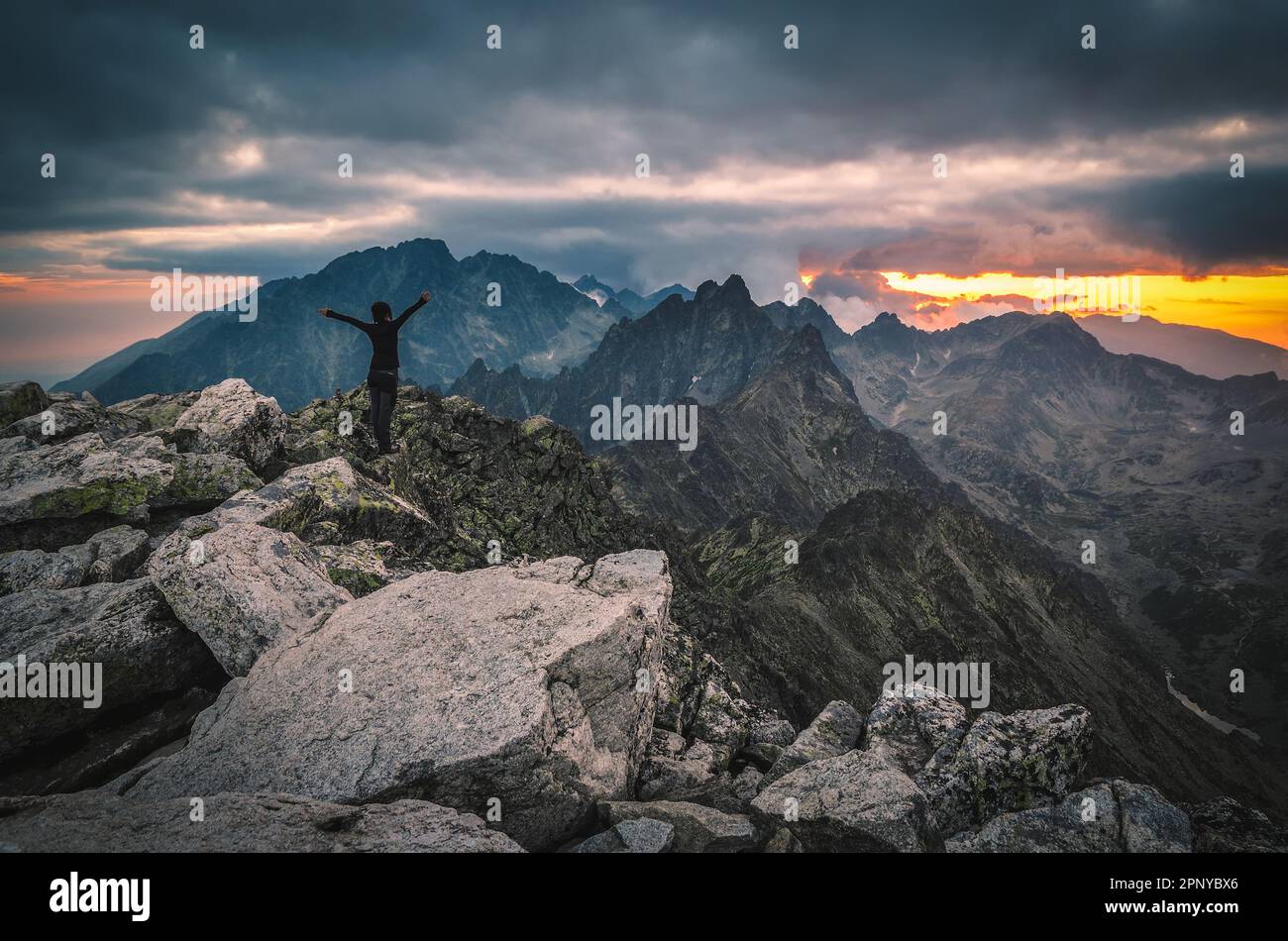 Beautiful dark landscape with the theme of freedom in the rocky ...