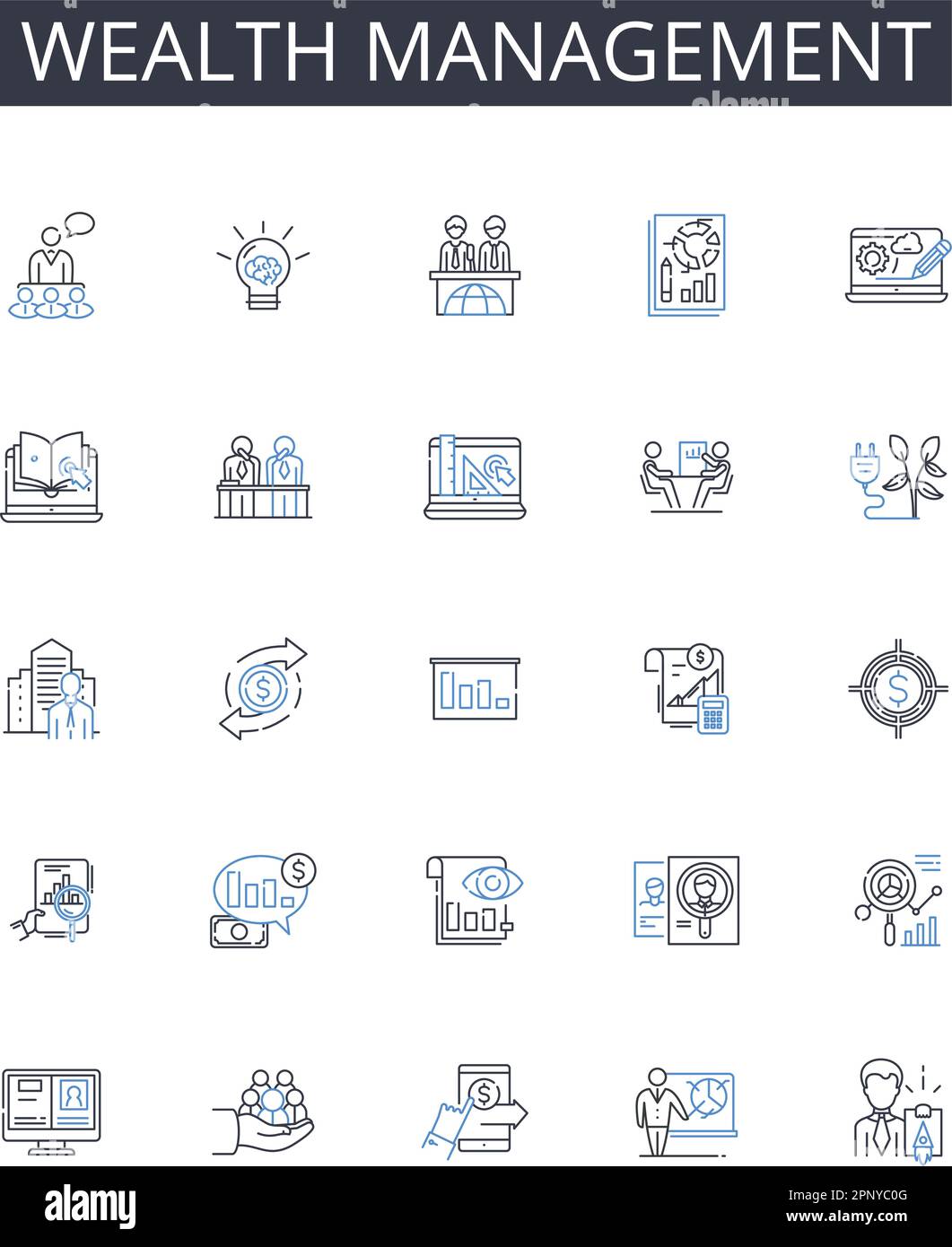 Wealth management line icons collection. My management, Investment ... Wealth management line icons collection. My management, Investment ...