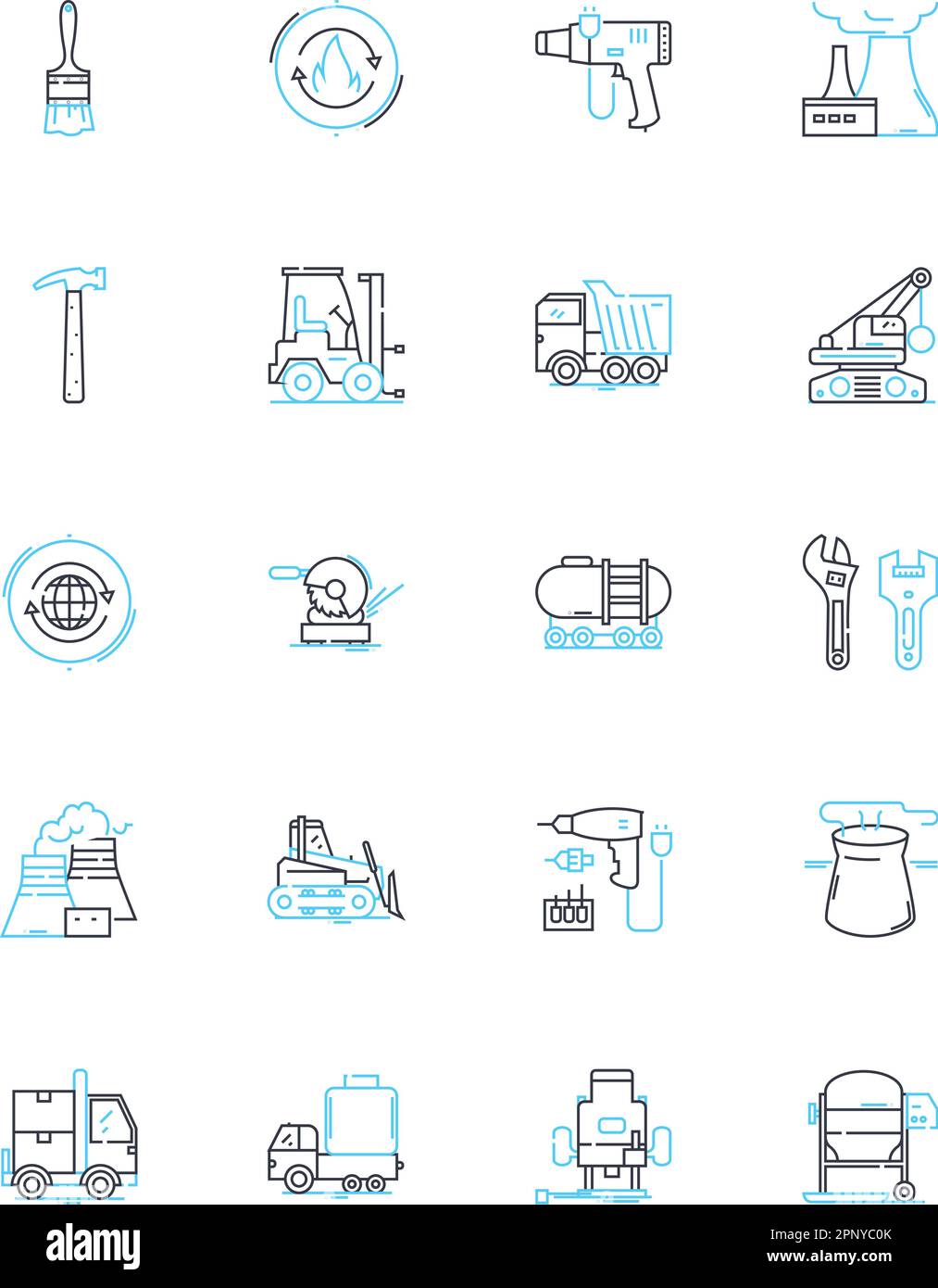 Construction industry linear icons set. Infrastructure, Renovation ...