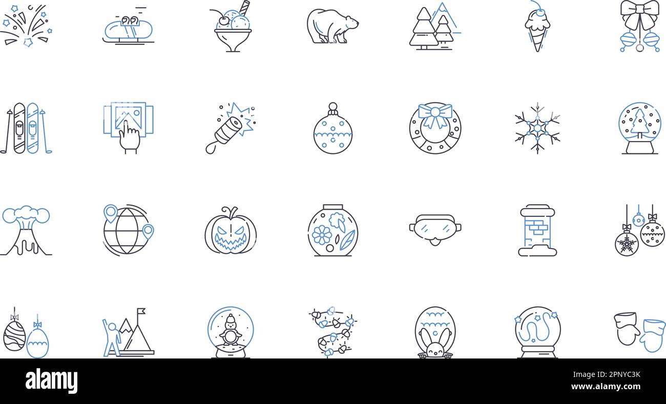 Snowy line icons collection. Blizzard, Winter, Powder, Frosty, Ice ...