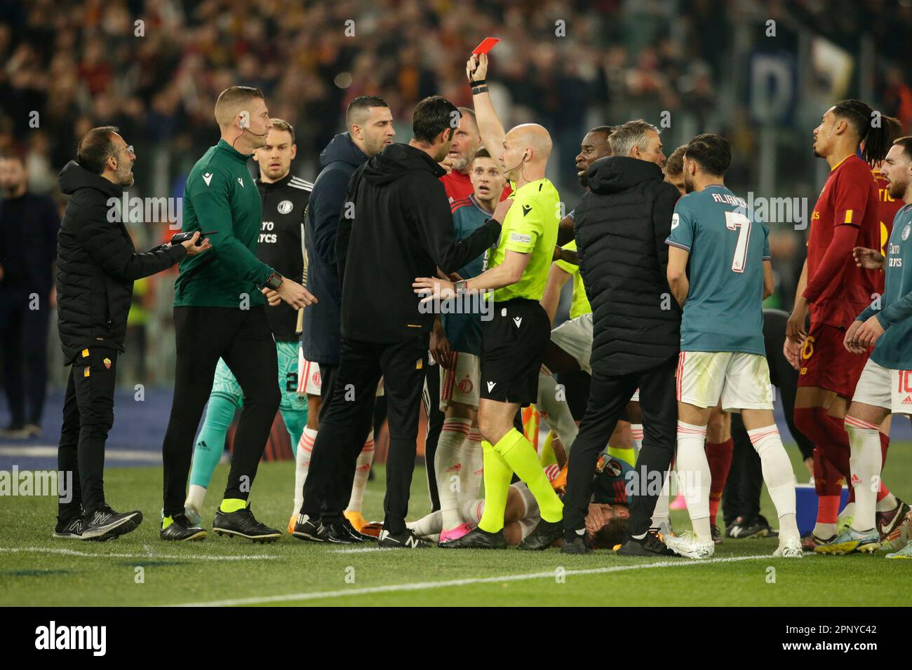 English referee Anthony Taylor ejects as Roma assistant coach Salvatore ...