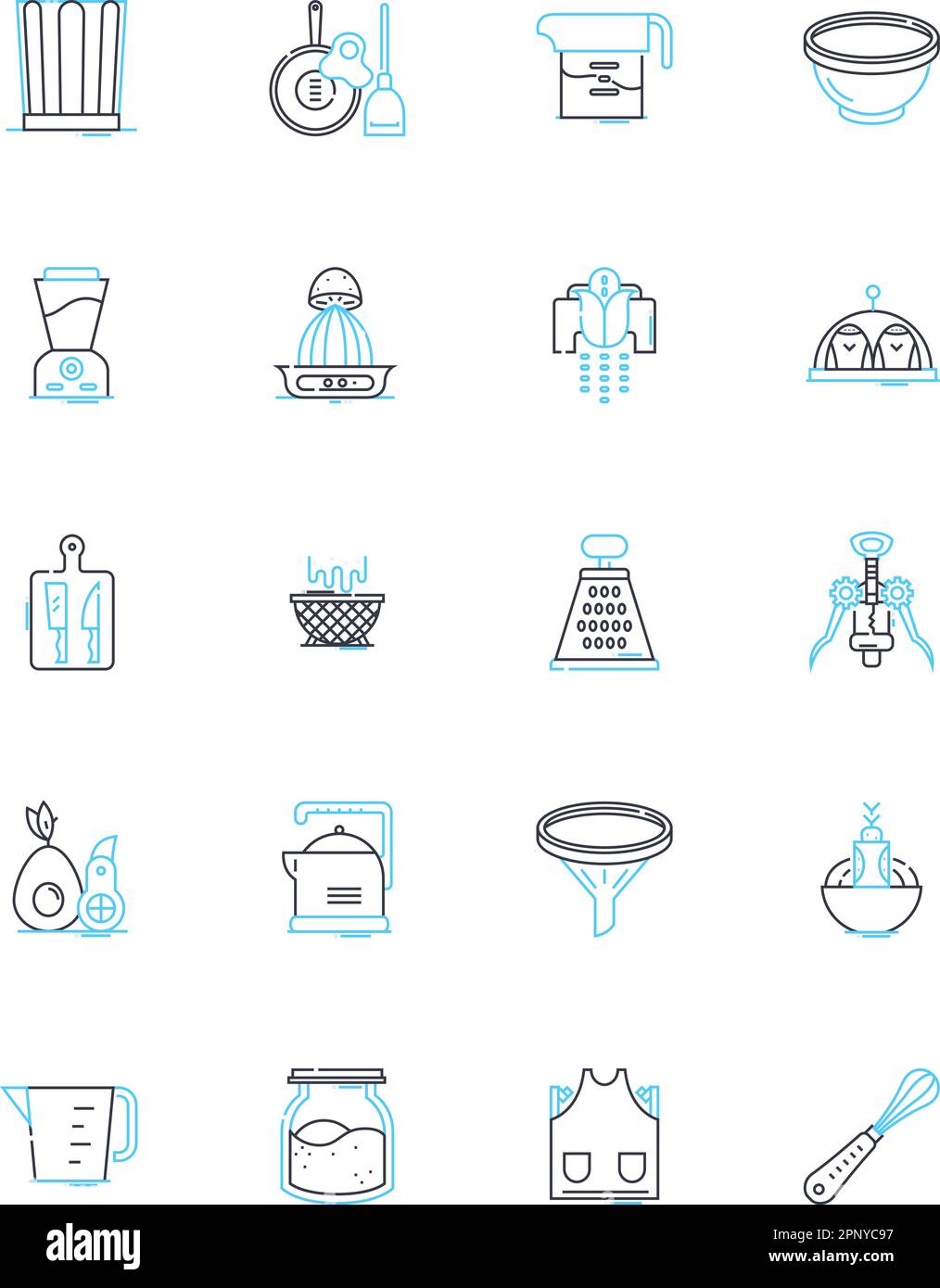 Baker linear icons set. Flour, Dough, Oven, Pastry, Yeast, Bread ...