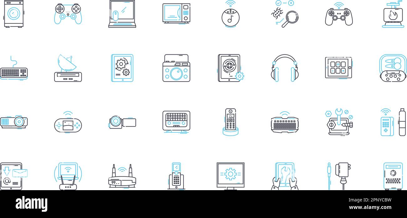 Equipment support linear icons set. Maintenance, Repair, Upkeep ...