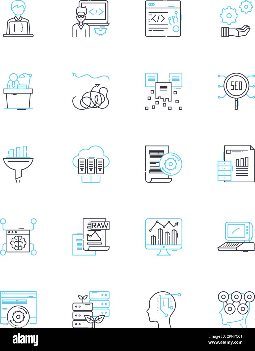 Performance Metrics Linear Icons Set Efficiency Effectiveness