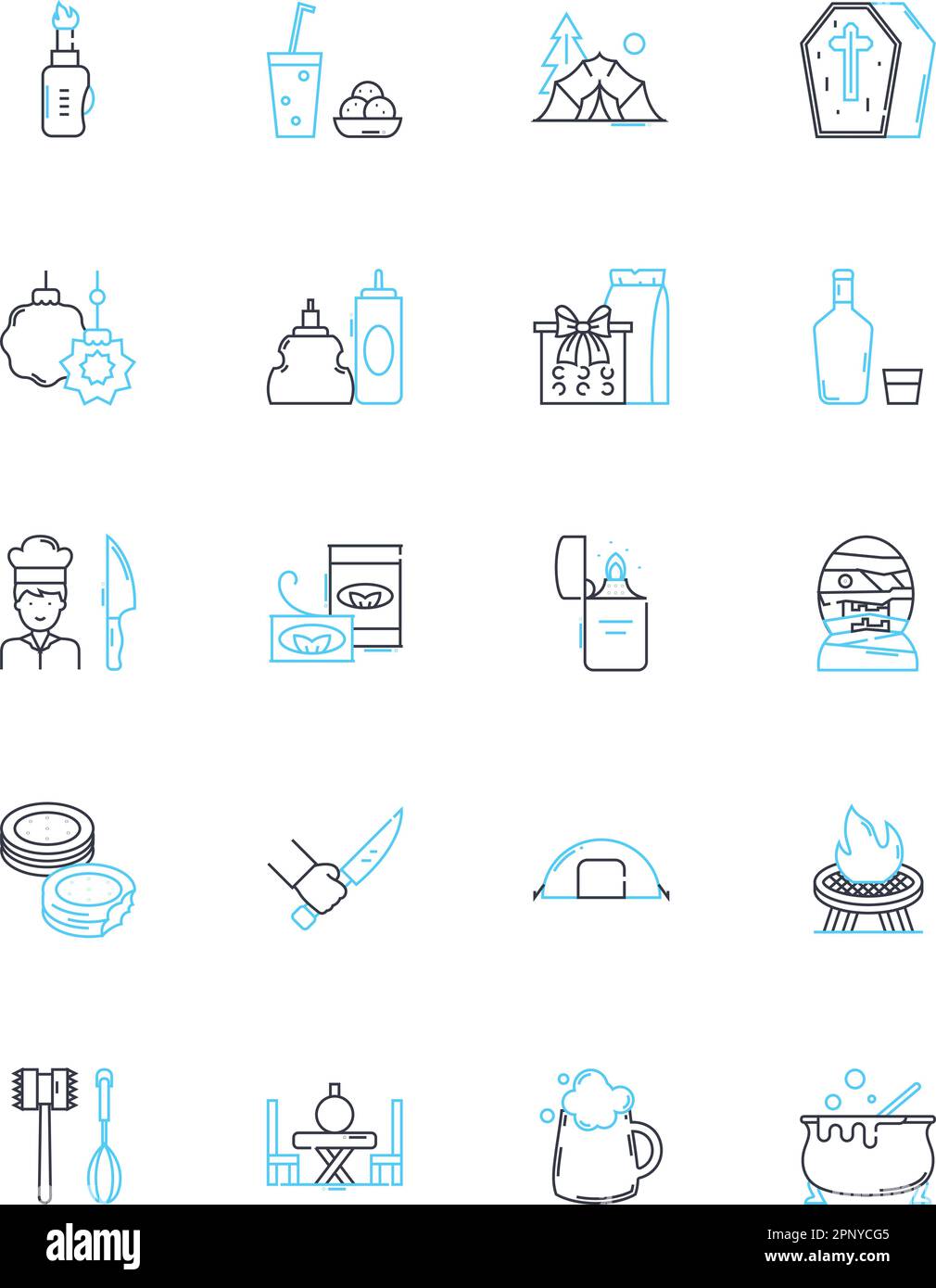 Celebration linear icons set. Party, Festivity, Jubilation, Merrymaking ...