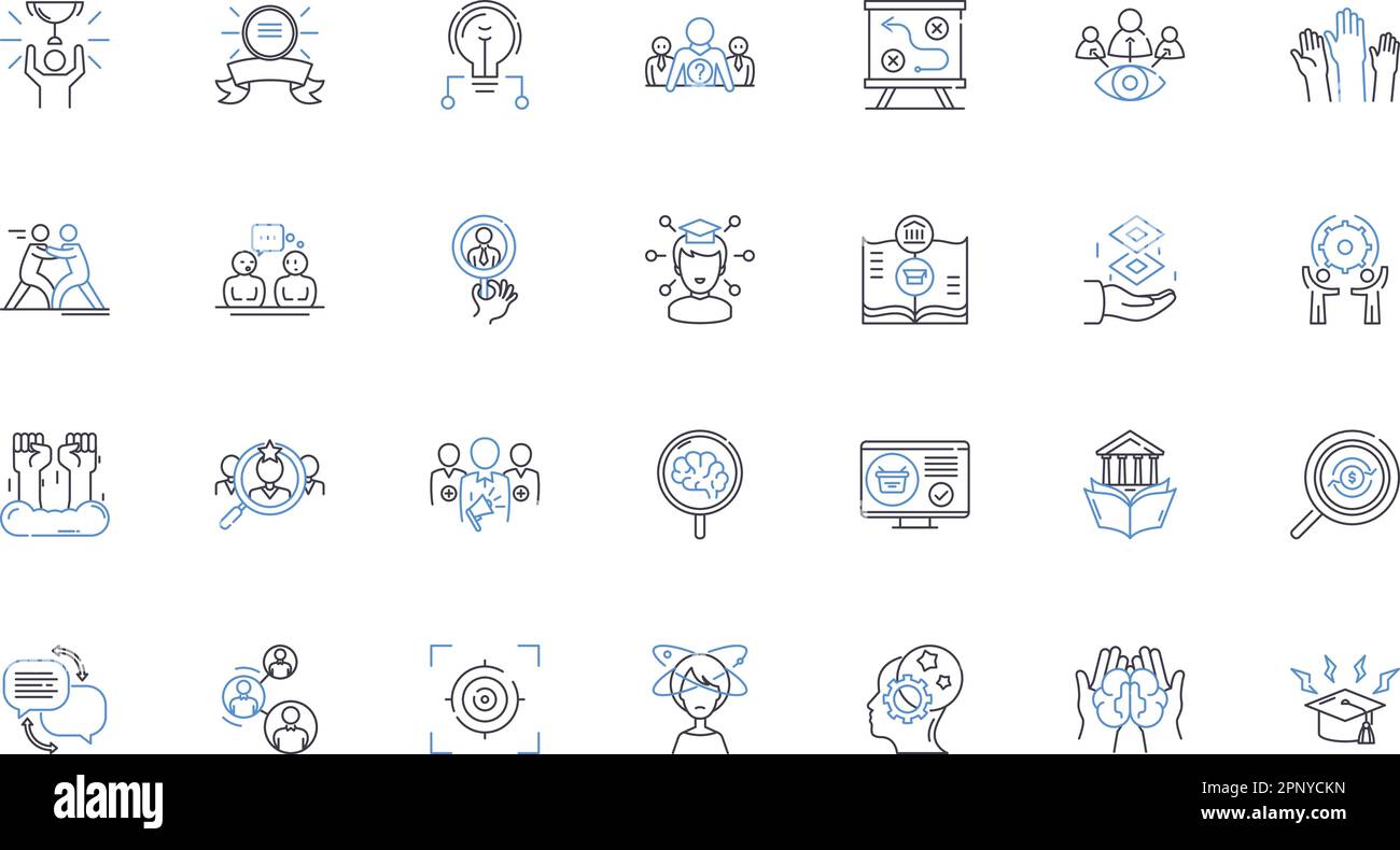 Coordinated investigating line icons collection. collaboration ...