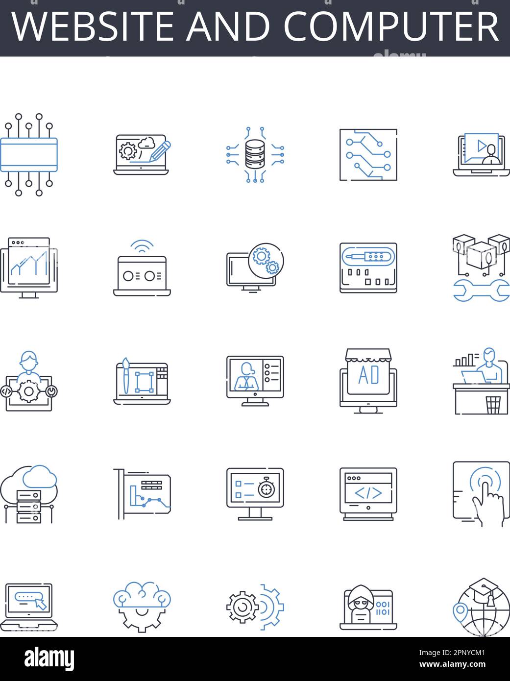 Website and computer line icons collection. Advancement, Growth, Promotion, Upgrade, Succession ...