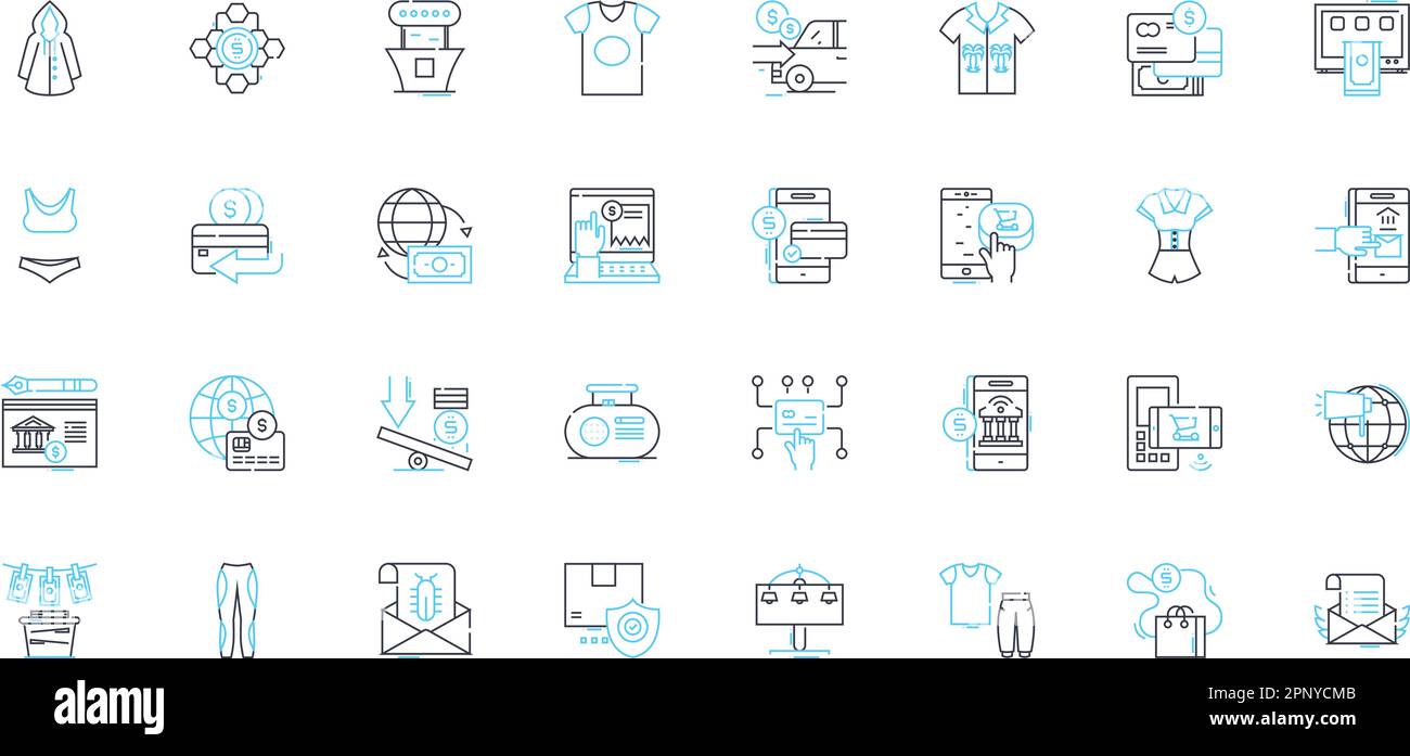 Cashless payment linear icons set. Digital, Contactless, Mobile, NFC ...
