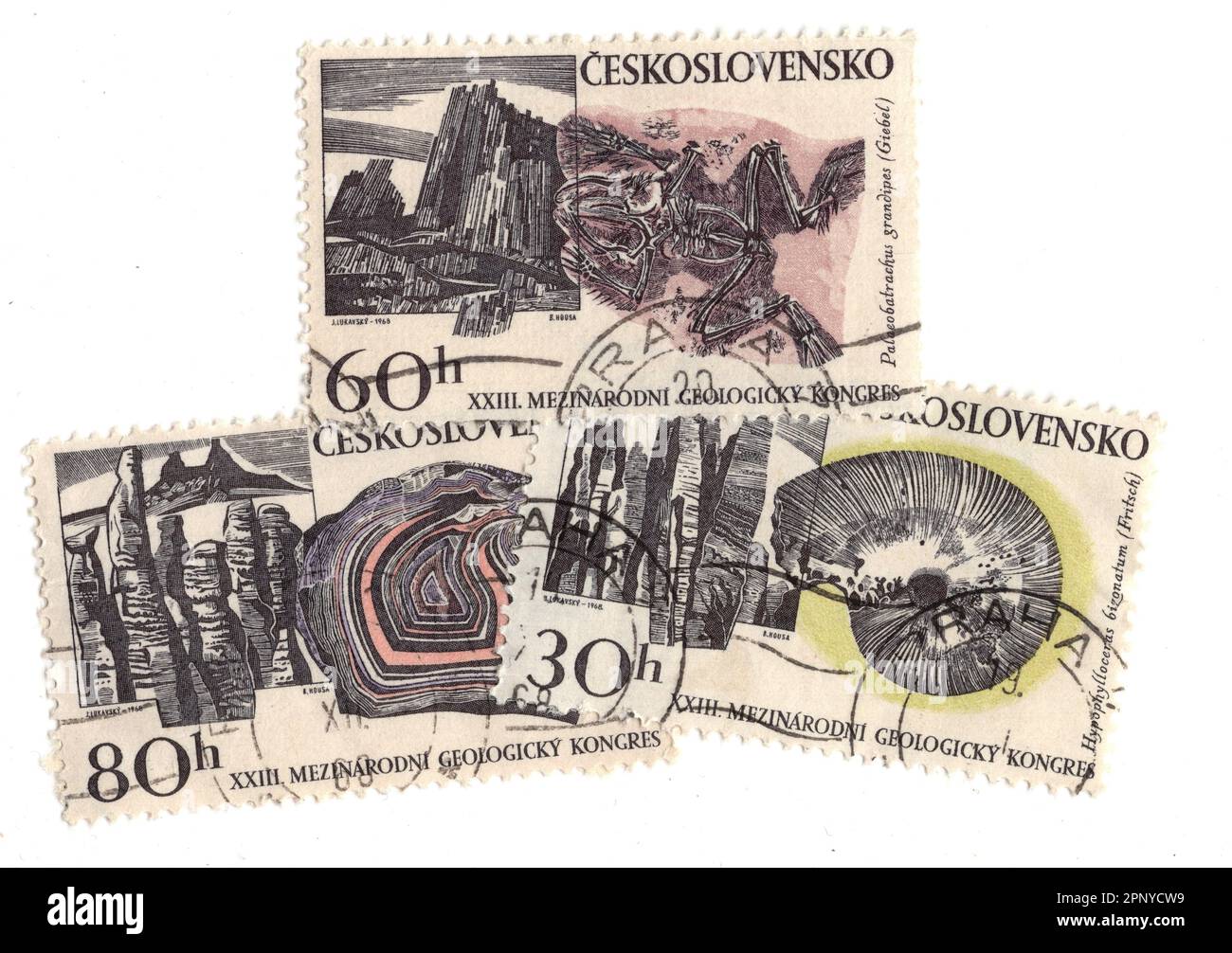 Vintage postage stamps from Czechoslovakia on a white background Stock ...
