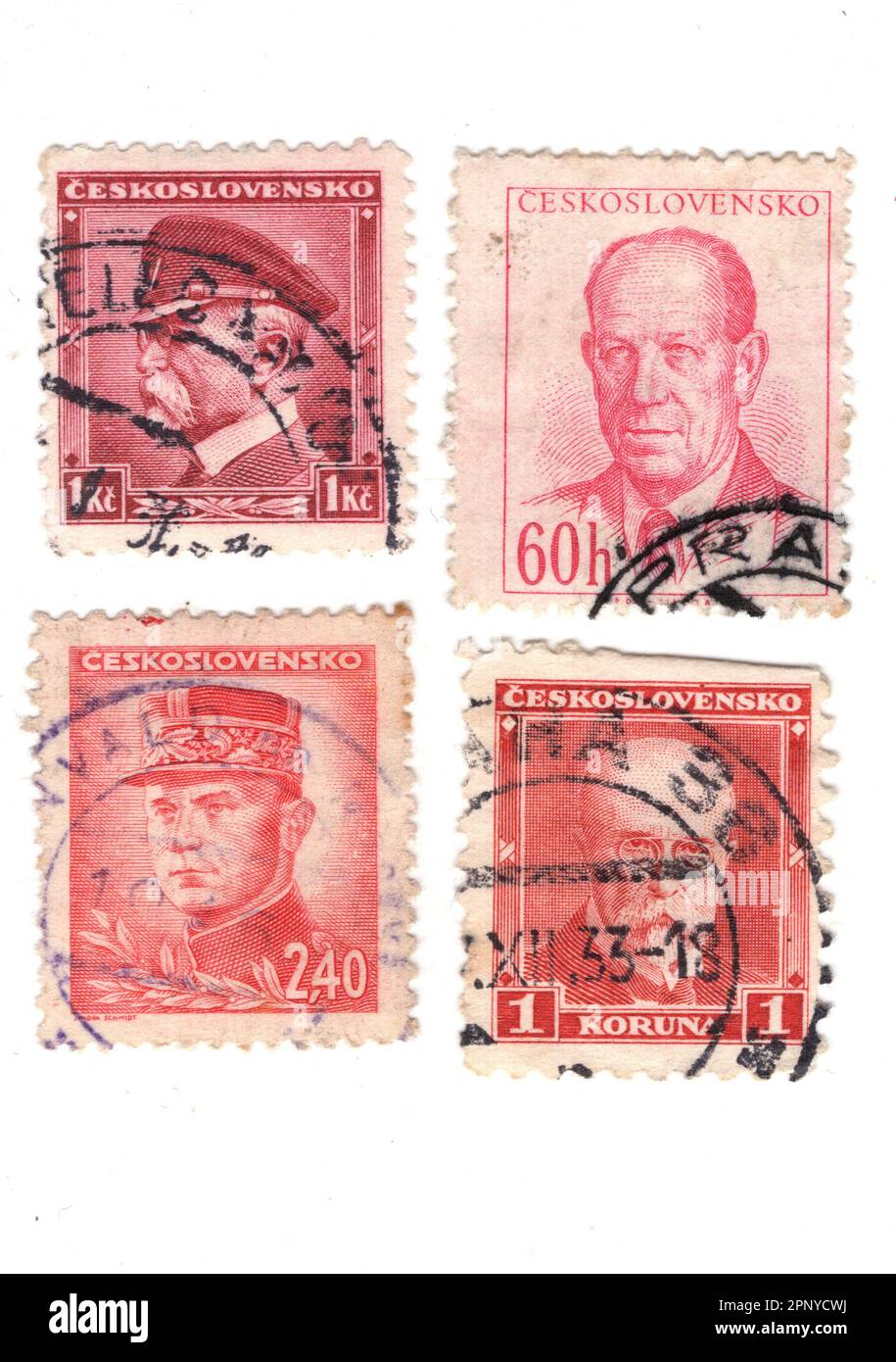Vintage postage stamps from Czechoslovakia on a white background Stock ...