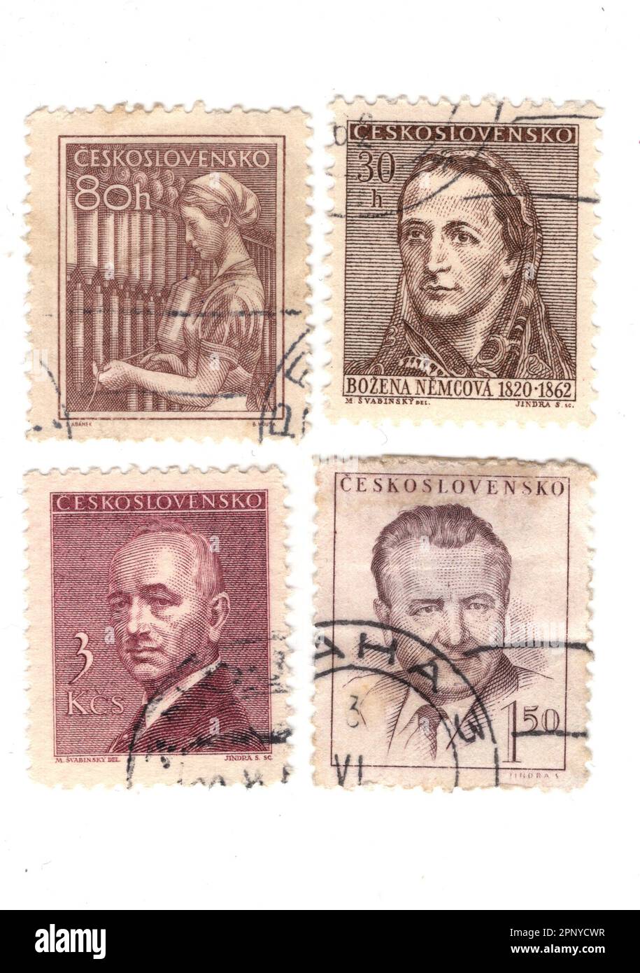 Vintage postage stamps from Czechoslovakia on a white background Stock ...