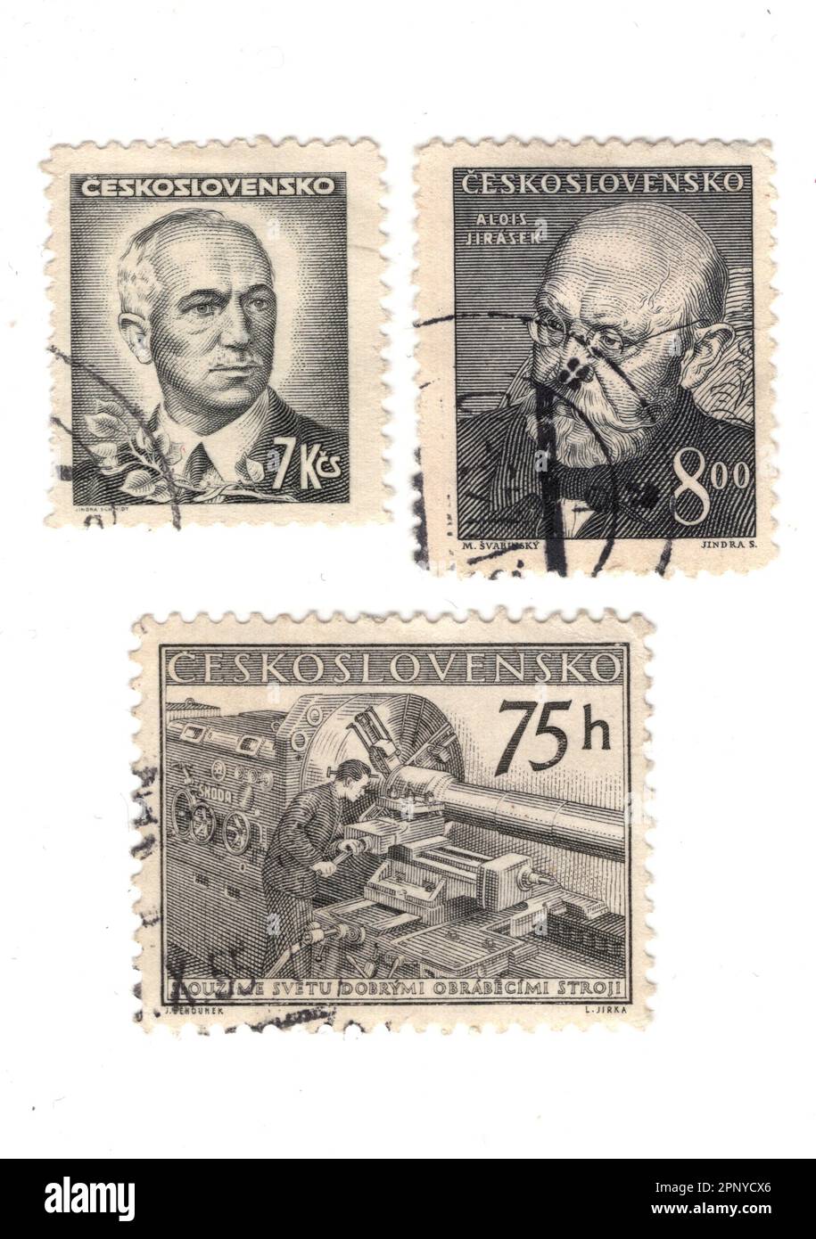 Vintage postage stamps from Czechoslovakia on a white background Stock ...