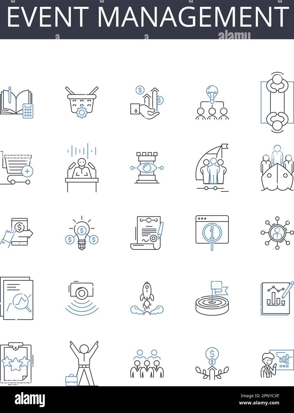 Event Management line icons collection. Project Planning, Business ...