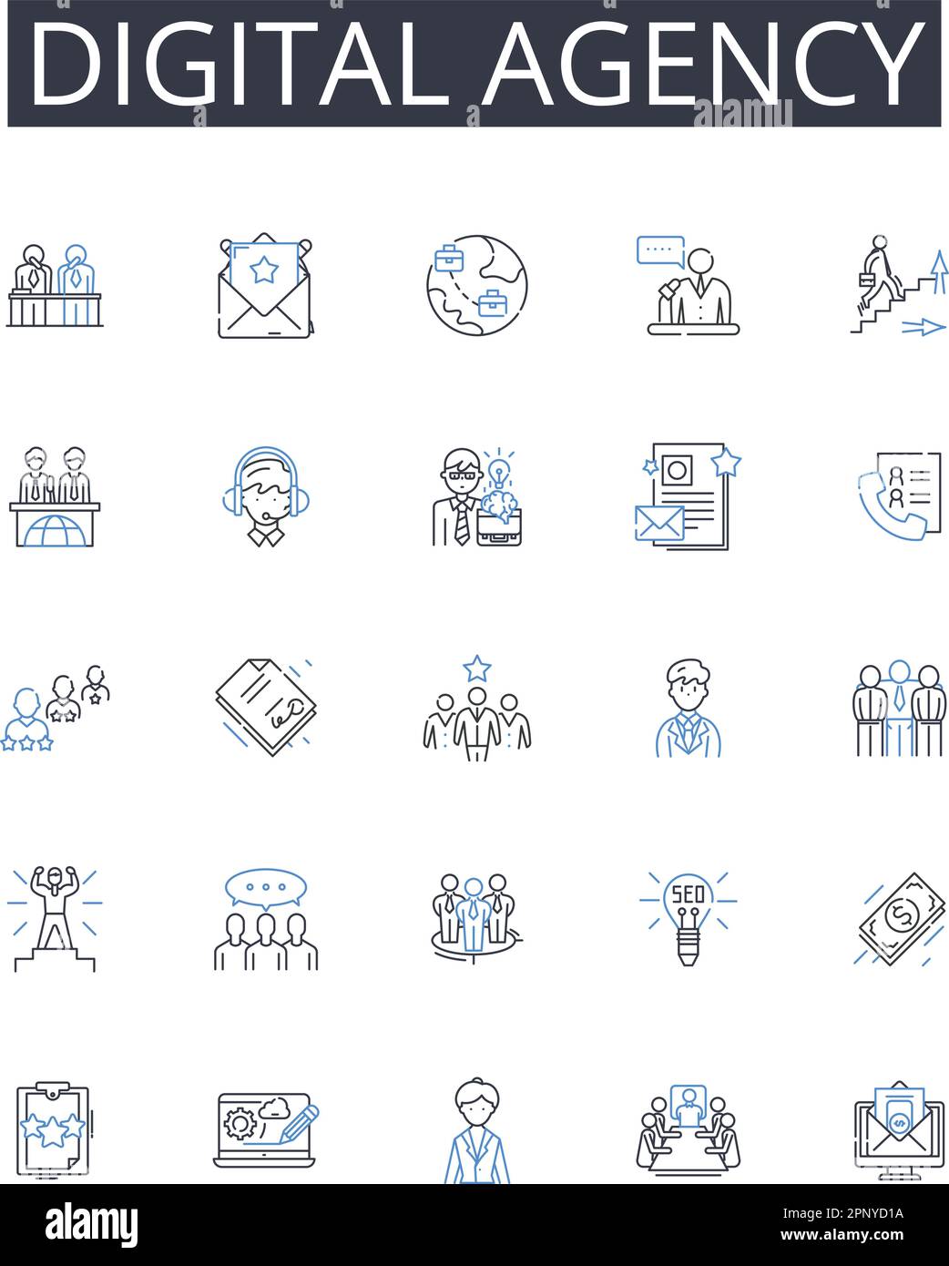 Digital Agency line icons collection. Creative Studio, Marketing Firm ...