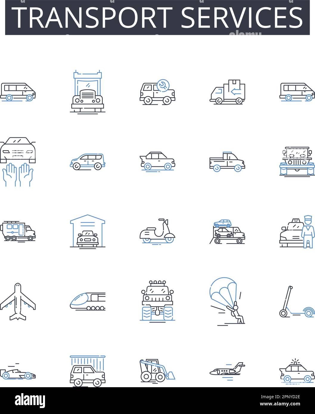 Transport services line icons collection. Delivery options, Transit ...