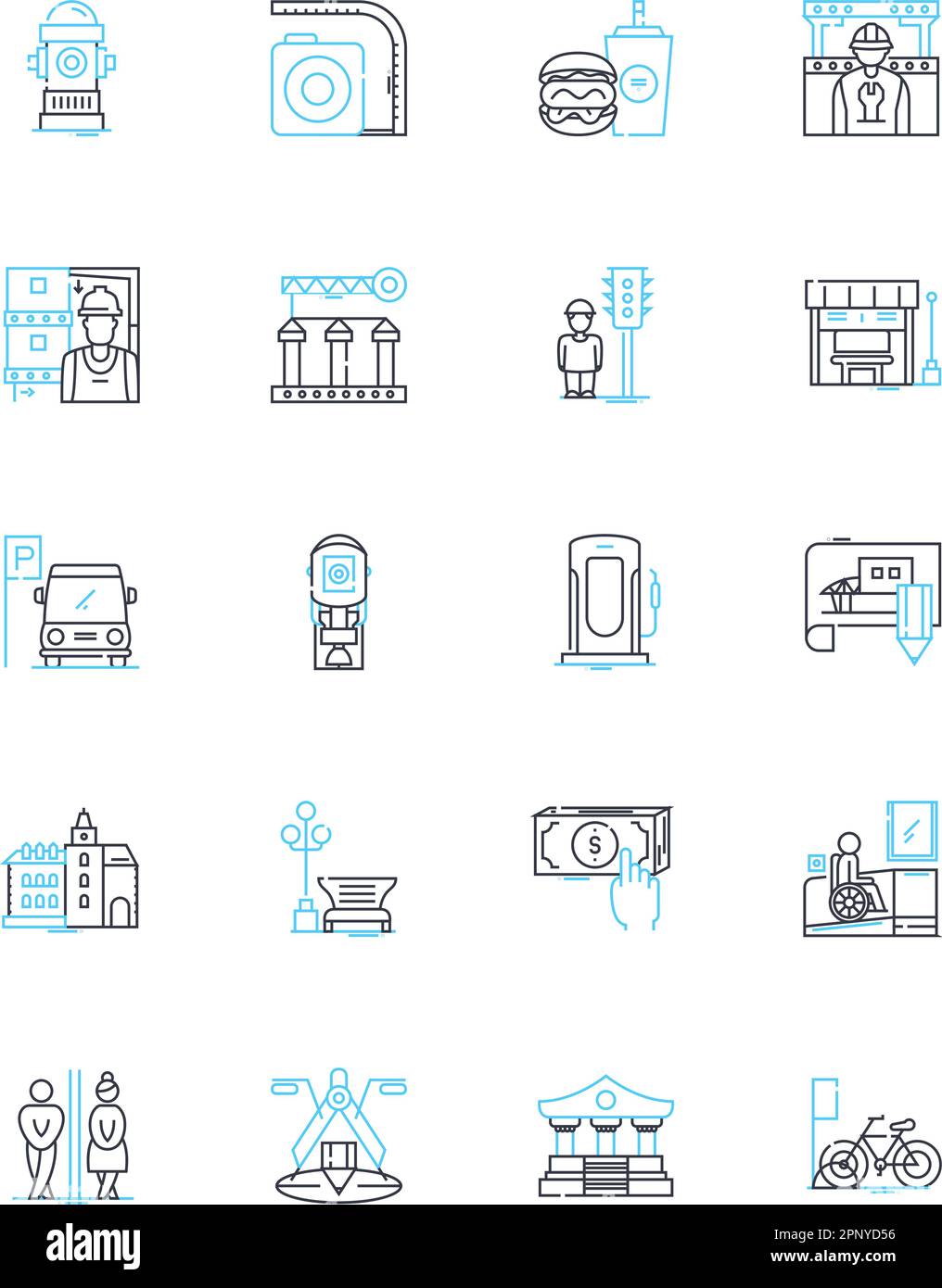 Urban dwelling linear icons set. Metropolitan, Cosmopolitan, Cityscape ...
